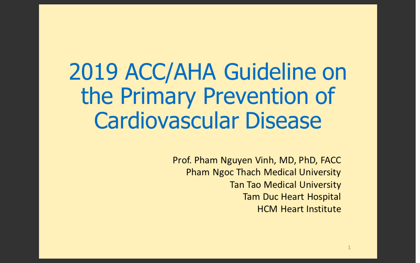2019 ACC AHA Guideline on Primary prevention of Cardiovascular Disease - Bệnh viện Tim Tâm Đức